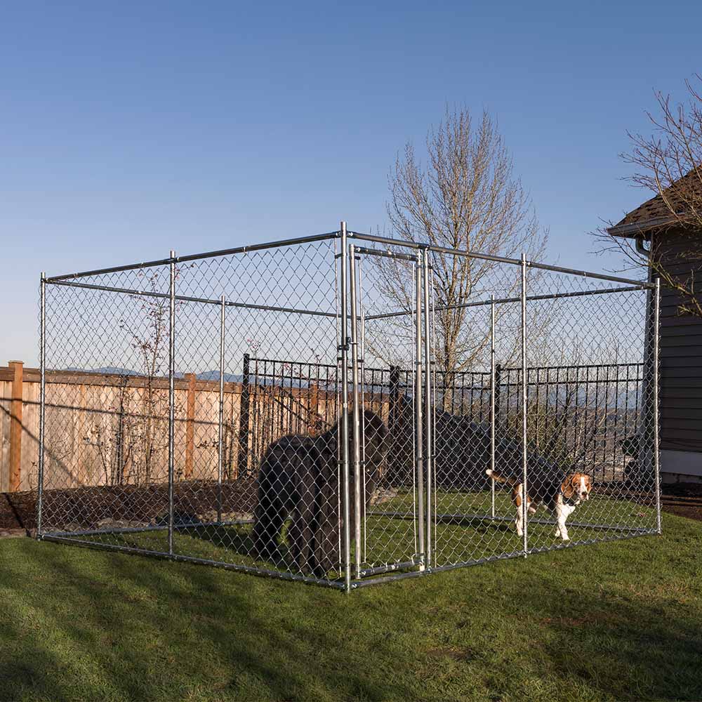 Lucky Dog® Galvanized Chain Link Kennel DIY Boxed 2in1 Kit - 10ft x 10 ...
